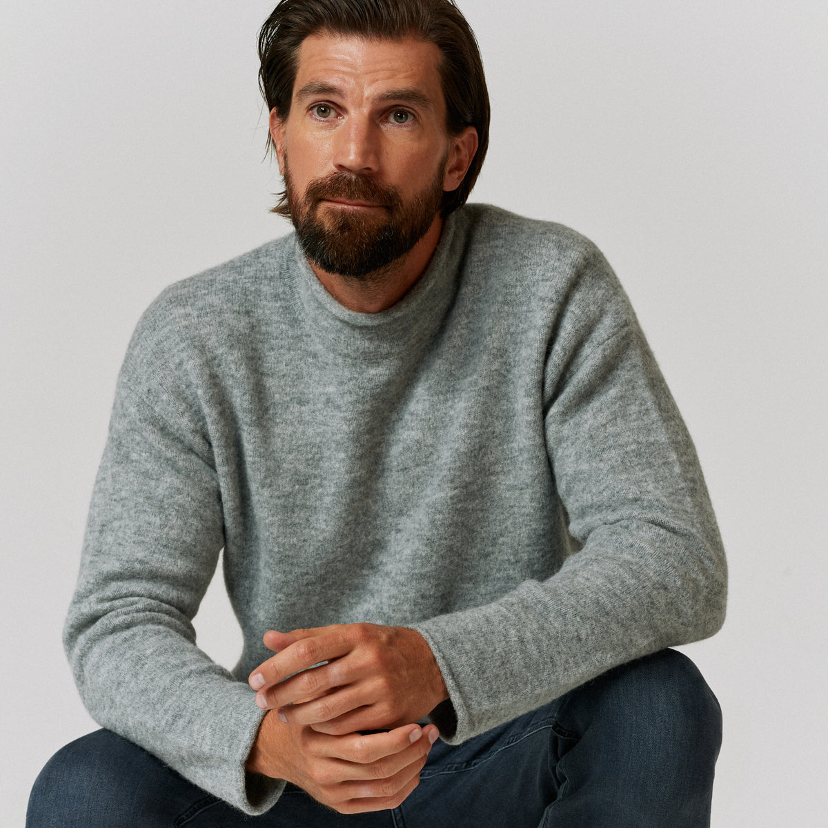 Hyde Grey Wool Jumper | Men's Knitwear | Oliver Sweeney