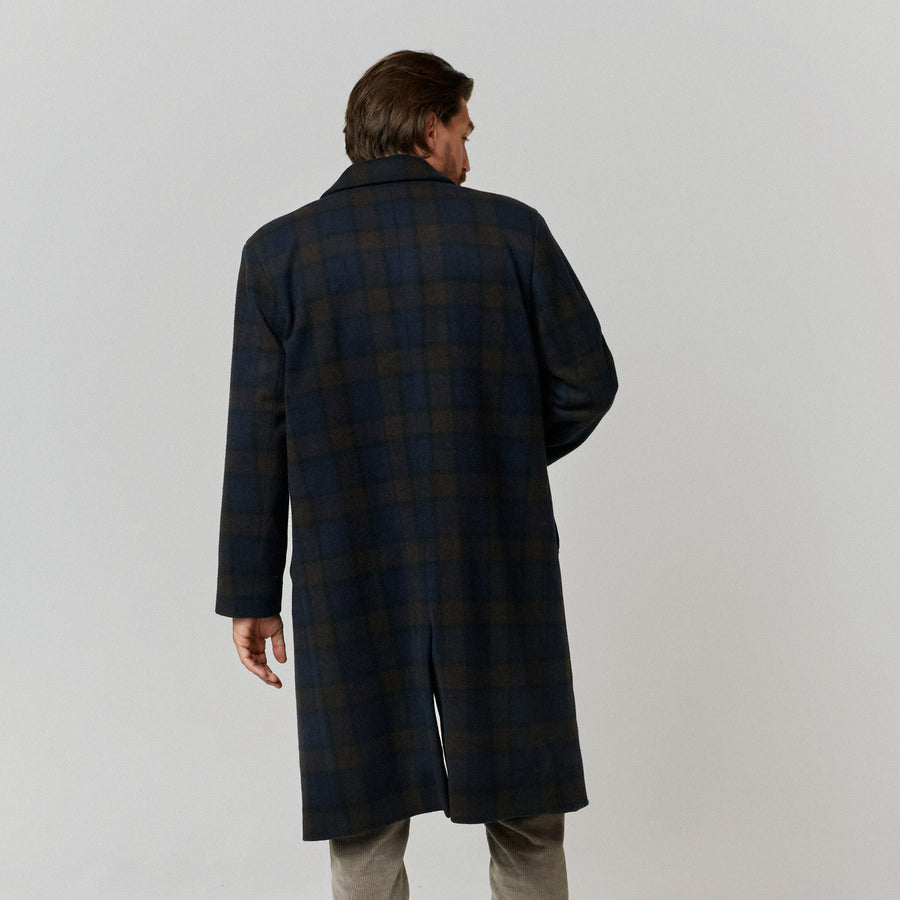 Aldous Navy Wool Overcoat | Men's Coats & Jackets | Oliver Sweeney
