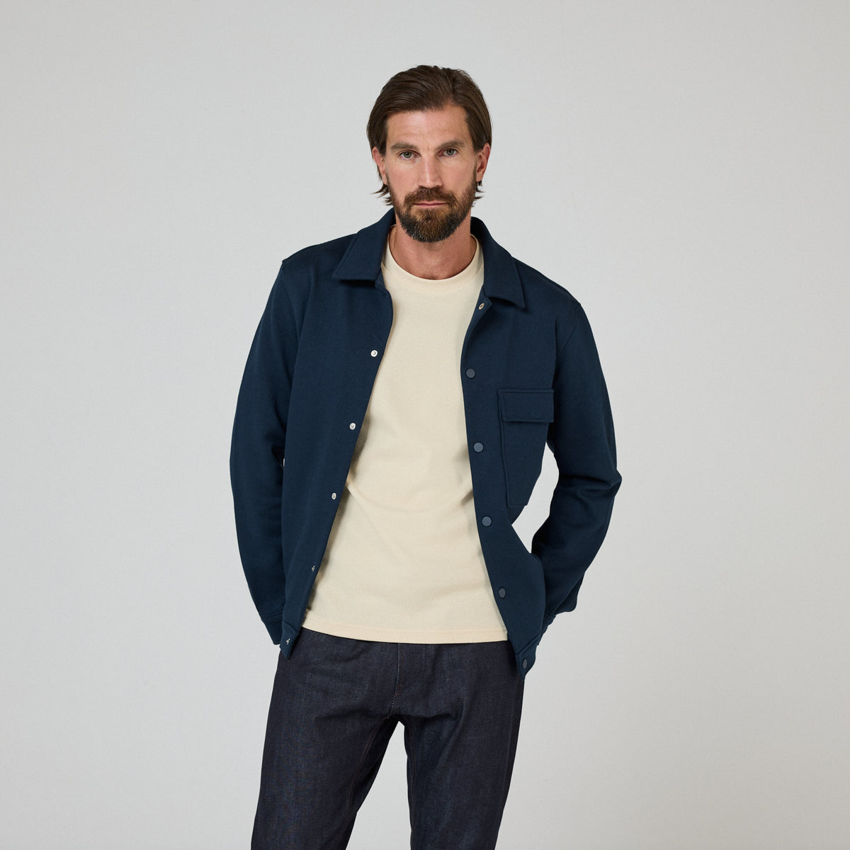 Burras Navy Overshirt | Men's Shirts | Oliver Sweeney