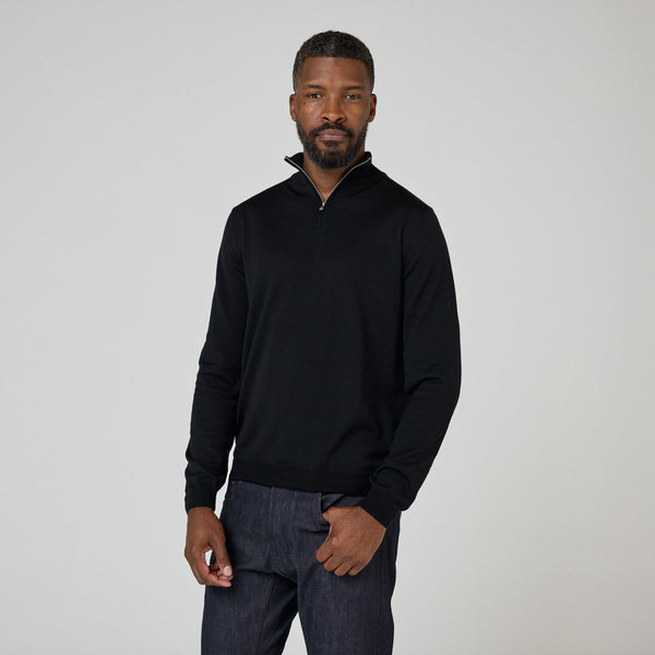 Curragh Black Wool Jumper | Men's Knitwear | Oliver Sweeney