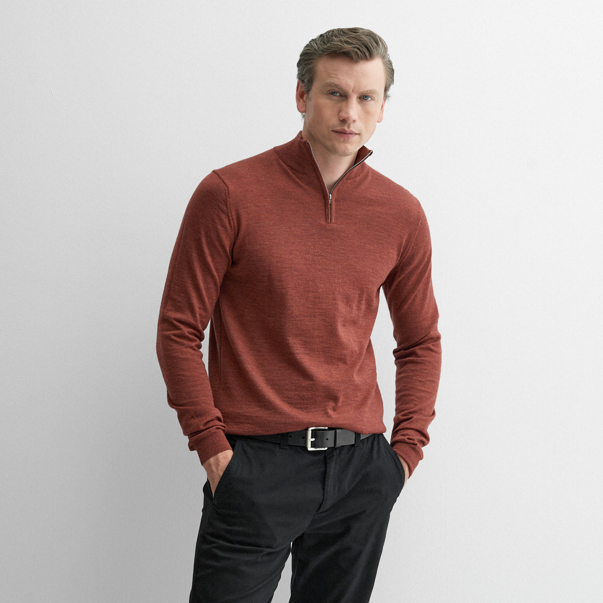 Curragh Rust Wool Jumper | Men's Knitwear | Oliver Sweeney