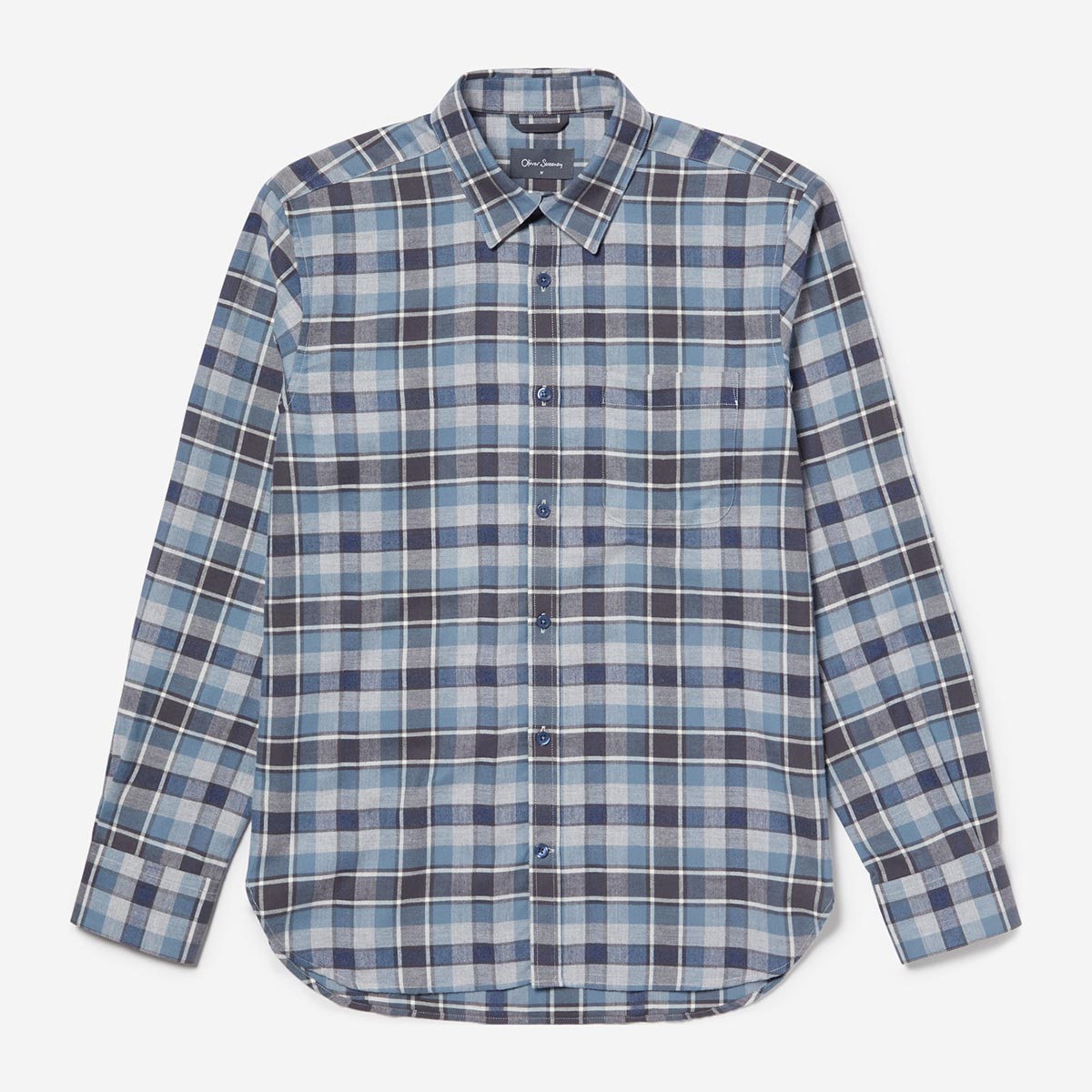 Censo Navy/Grey Check Shirt | Men's Shirts | Oliver Sweeney