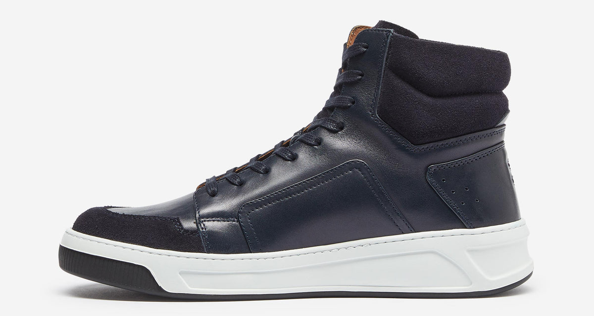 Contenda Navy Leather Trainers | Men's Trainers | Oliver Sweeney