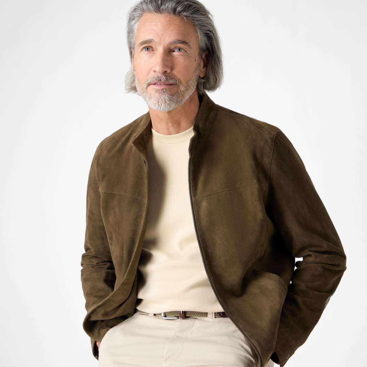 Dimson Olive Suede Jacket | Men's Coats & Jackets | Oliver Sweeney