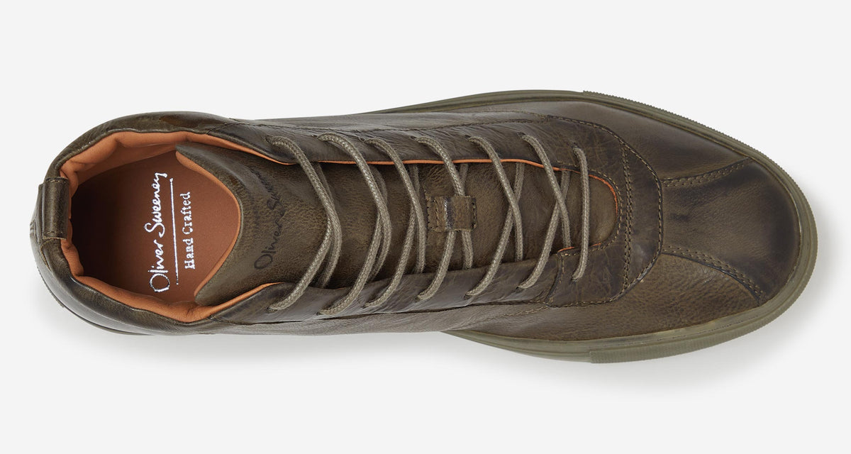 Defeza Khaki Leather Trainers | Men's Trainers | Oliver Sweeney