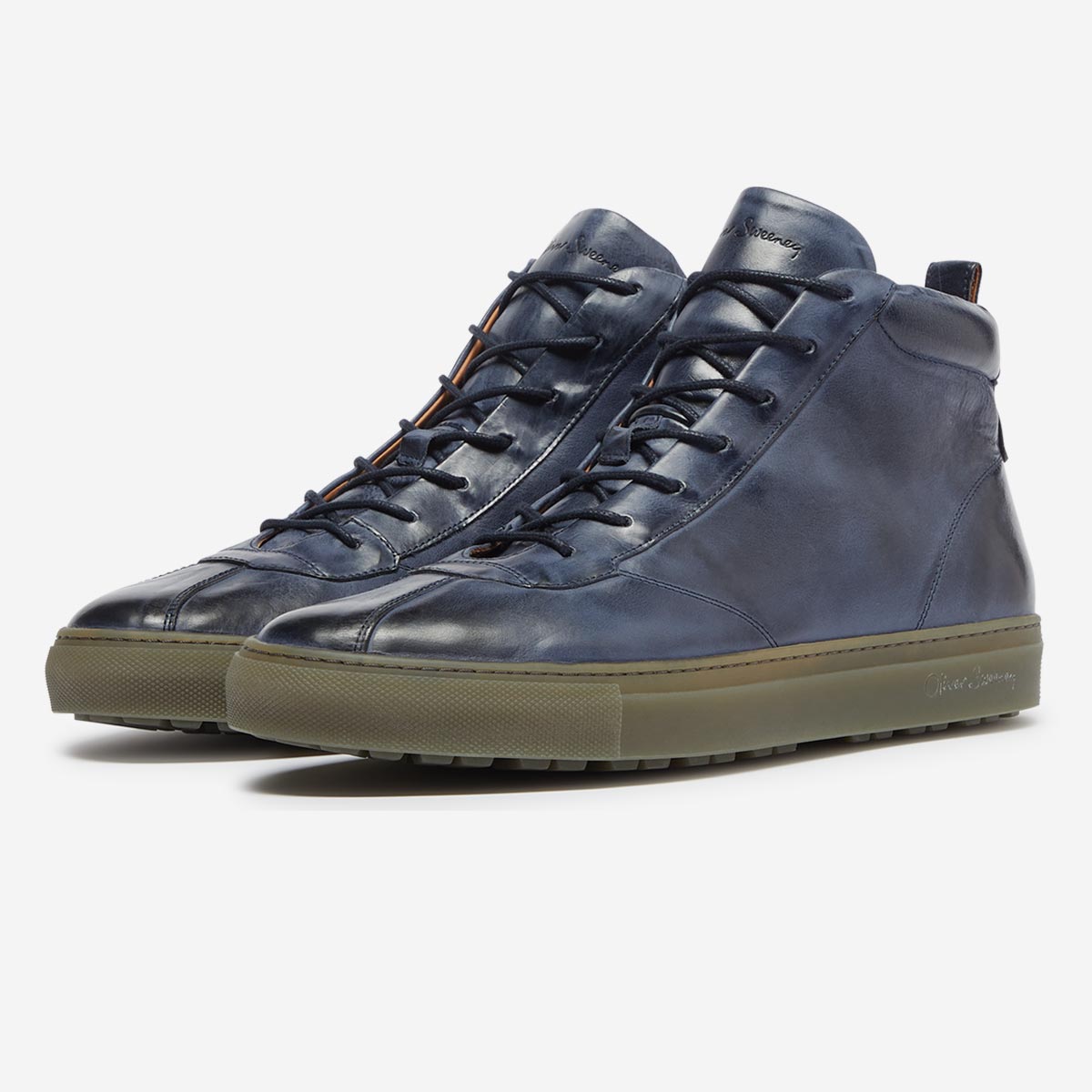 Defeza Navy Leather Trainers | Men's Trainers | Oliver Sweeney