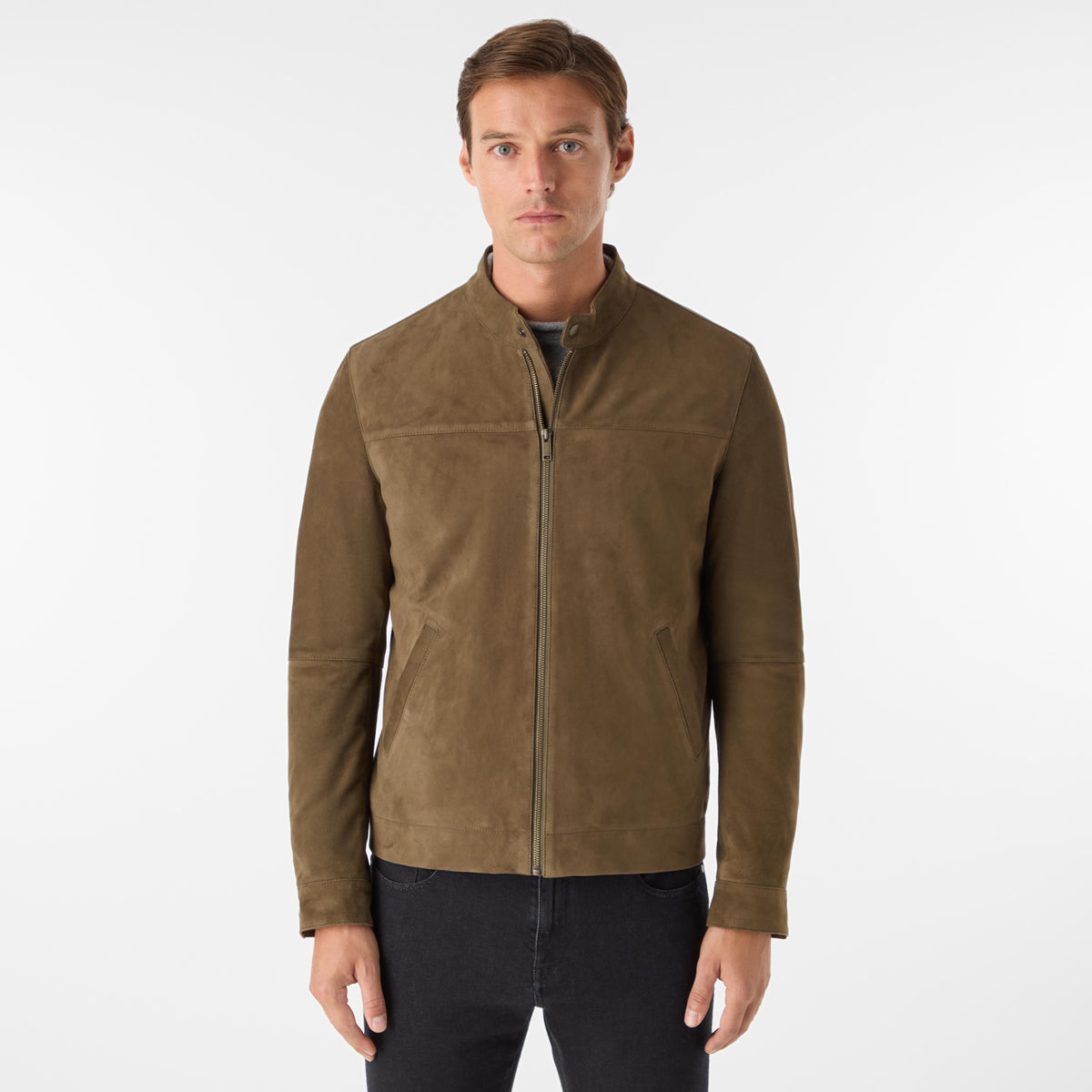 Dimson Olive Suede Jacket | Men's Coats & Jackets | Oliver Sweeney