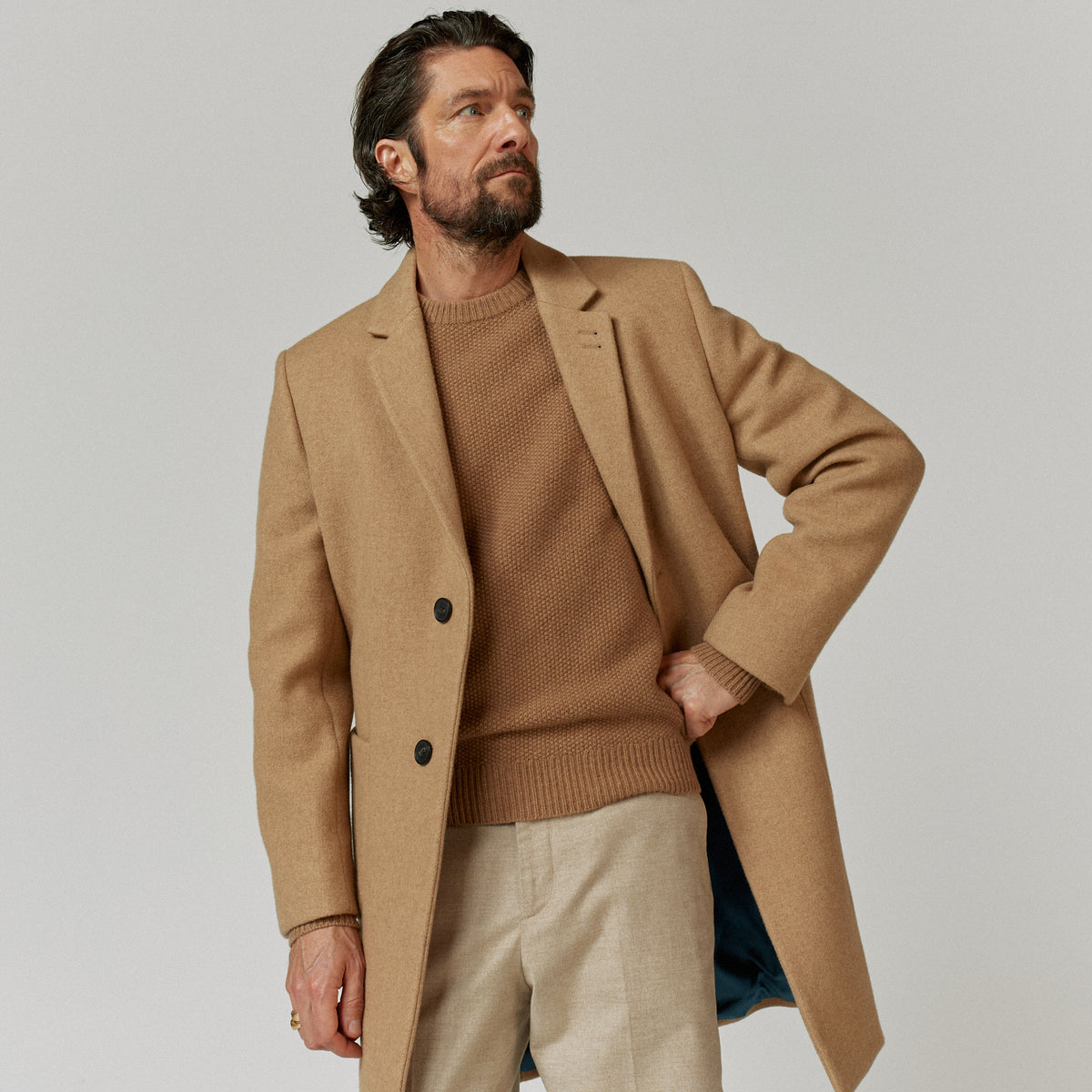 Eglinton Wheat Wool Coat | Men's Coats & Jackets | Oliver Sweeney