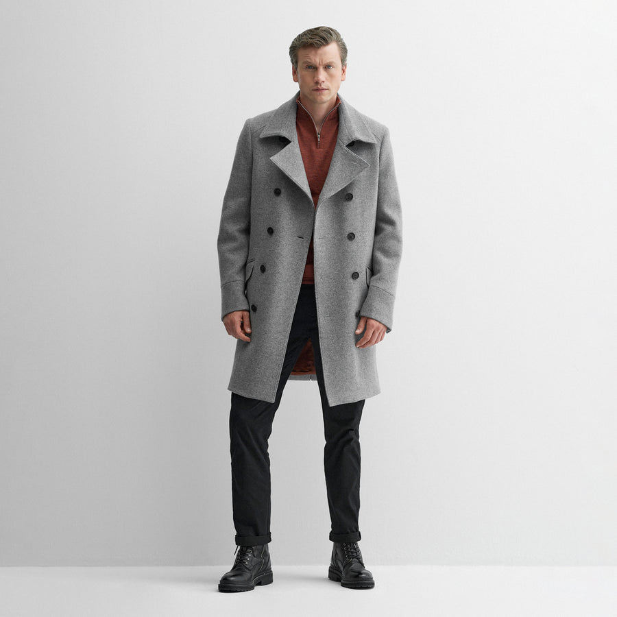 Garrison Grey Wool Overcoat | Men's Coats & Jackets | Oliver Sweeney