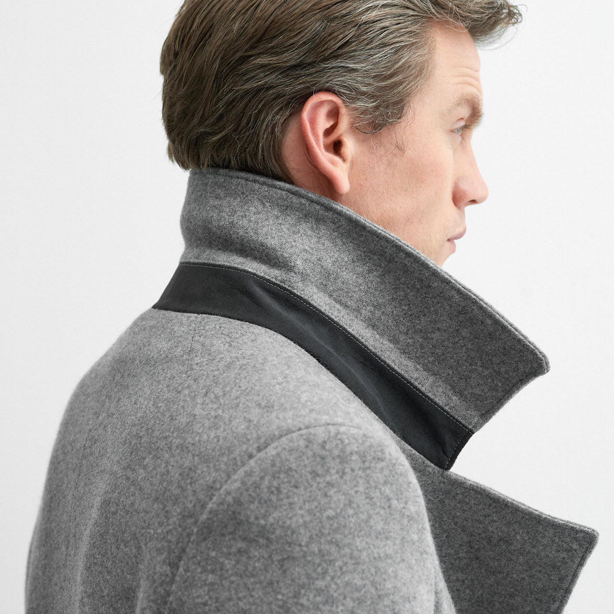 Garrison Grey Wool Overcoat | Men's Coats & Jackets | Oliver Sweeney