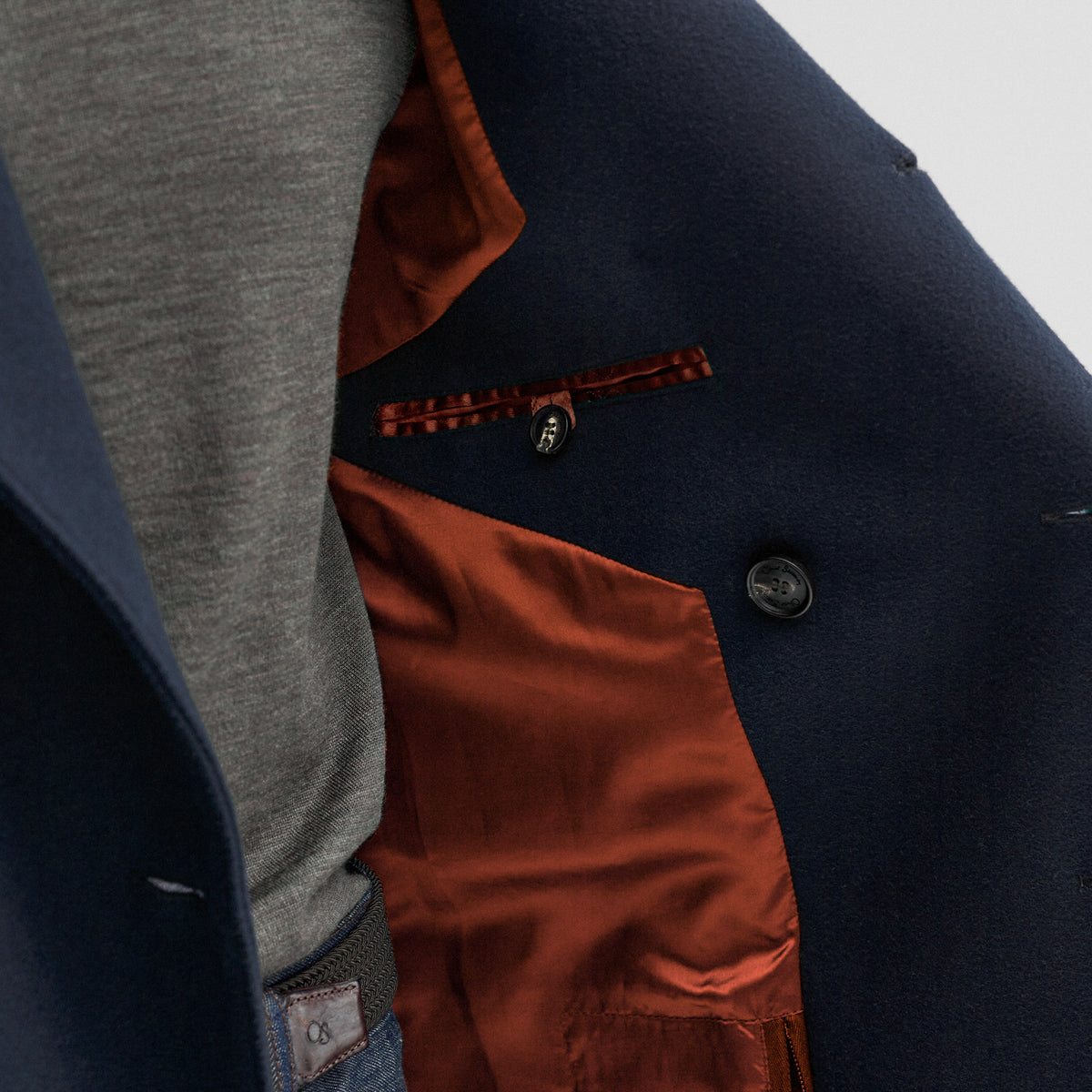 Garrison Dark Navy Wool Military Overcoat | Oliver Sweeney
