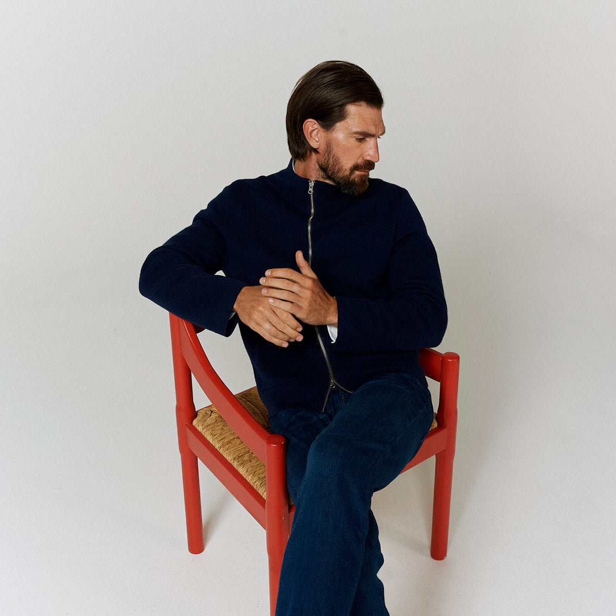 Garstang Navy Wool Jumper | Men's Knitwear | Oliver Sweeney