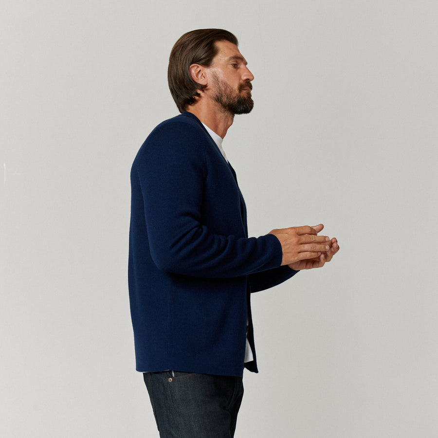 Grantham Navy Wool Jumper | Men's Knitwear | Oliver Sweeney