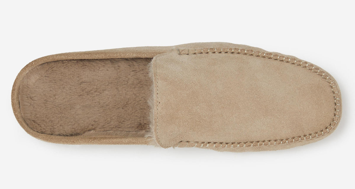 Gomes Stone Moccasin Slippers | Men's Slippers | Oliver Sweeney