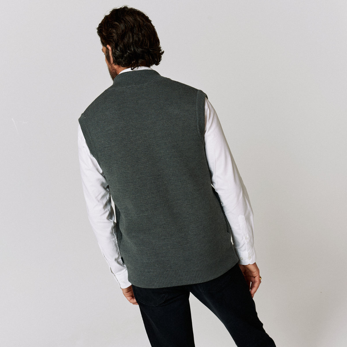 Haverhill Grey Knitted Gilet | Men's Gilets | Oliver Sweeney