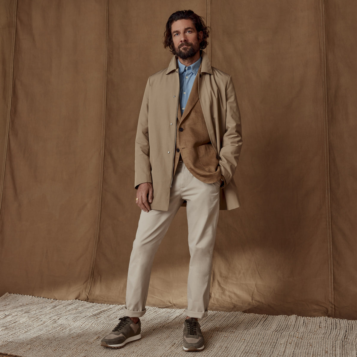 Huntingfield Stone Mac | Men's Coats & Jackets | Oliver Sweeney