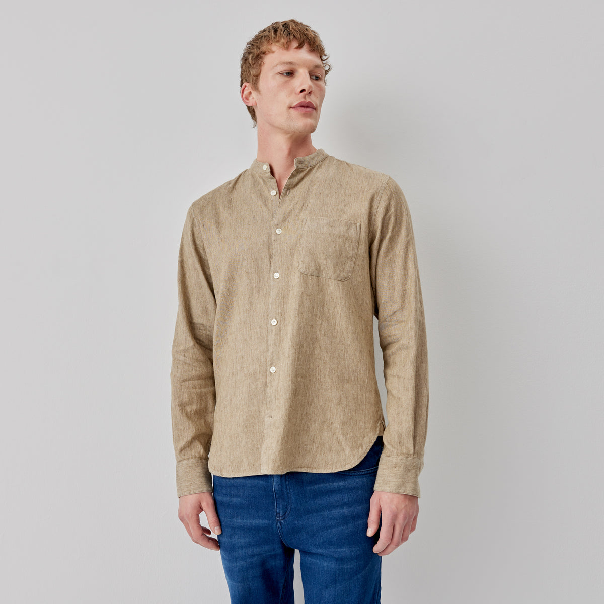 Lambley Sand Linen Shirt | Men's Shirts | Oliver Sweeney