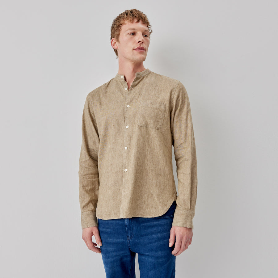 Lambley Sand Linen Shirt | Men's Shirts | Oliver Sweeney