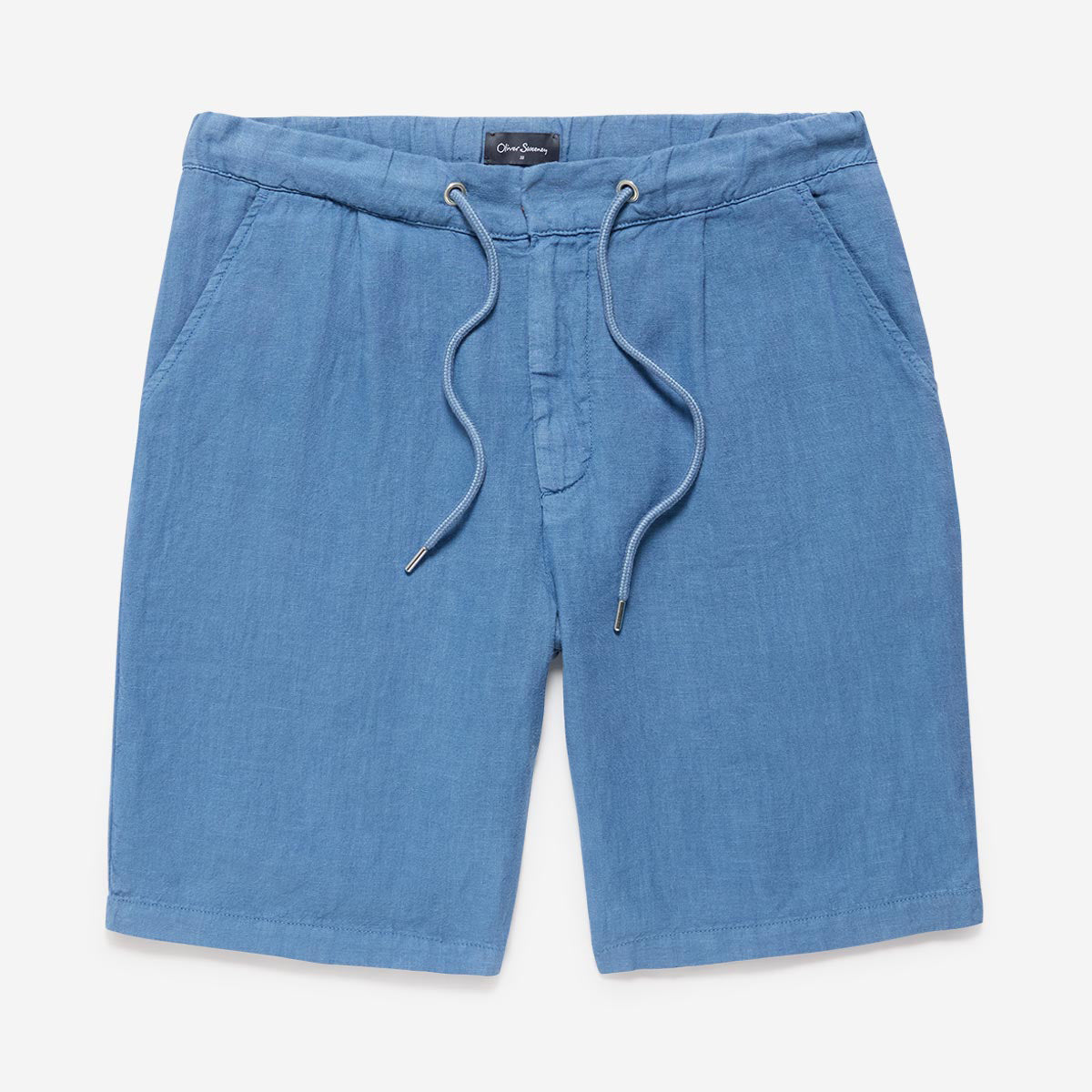 Malvern Mid Blue Linen Shorts | Men's Shorts | Oliver Sweeney