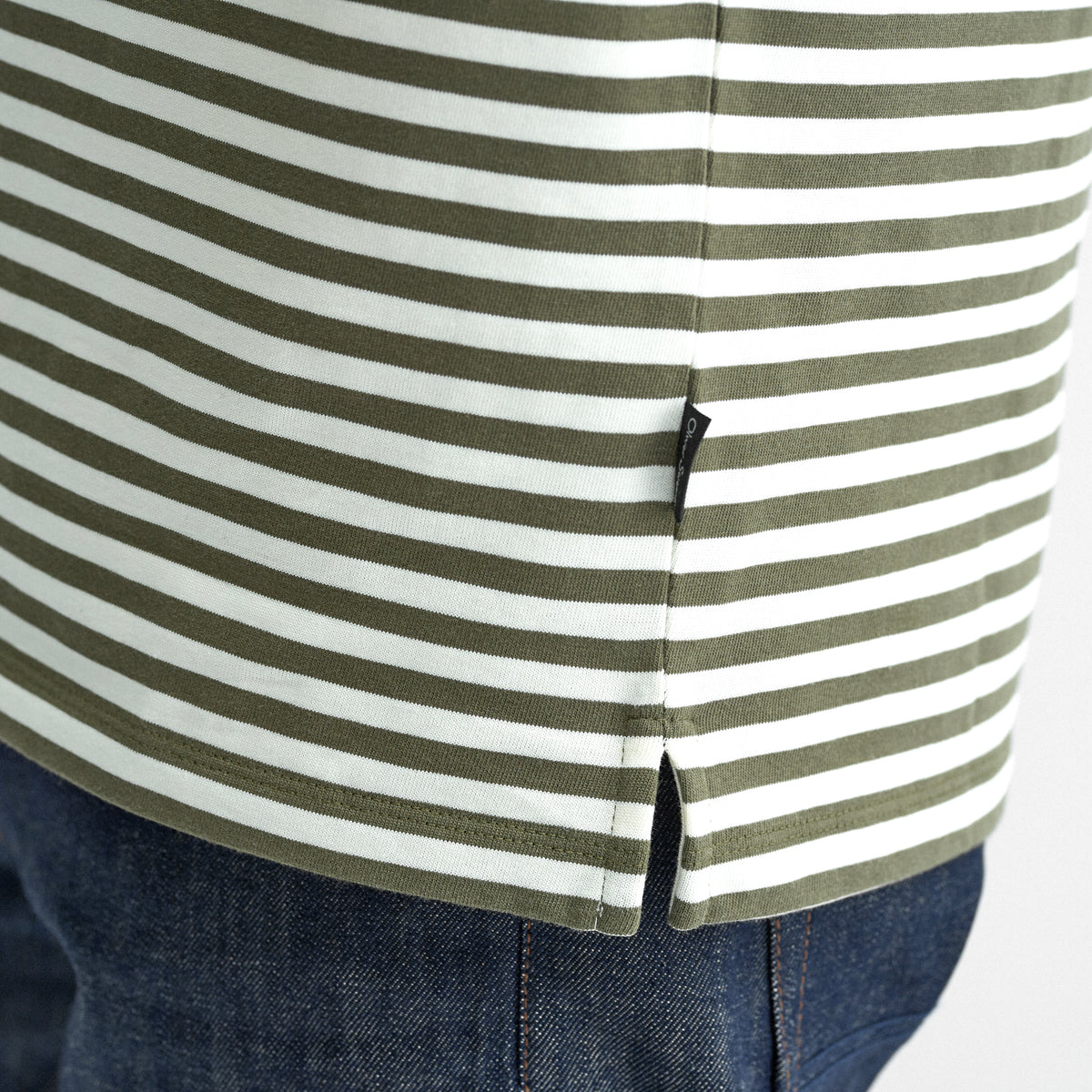 Markham Khaki Stripe | Men's Cotton T-Shirt | Oliver Sweeney