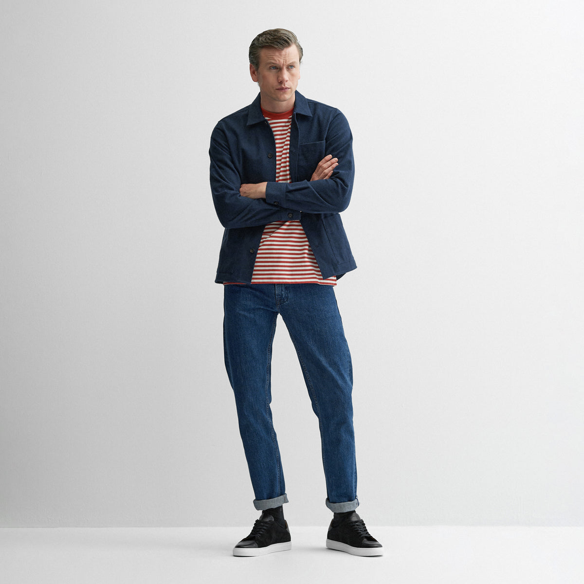 Markham Rust Stripe | Men's Cotton T-Shirt | Oliver Sweeney