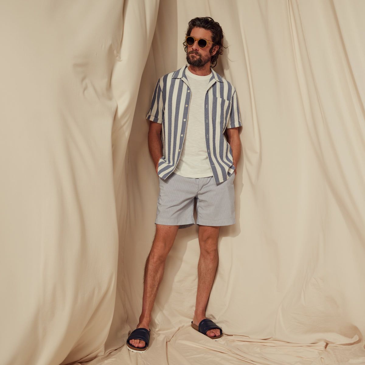 Monforte Blue Stripe Swim Shorts | Oliver Sweeney