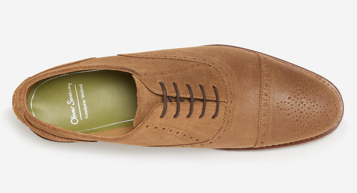 Moycullen Tan Suede | Oxofrd Brogues | Men's Shoes | Oliver Sweeney