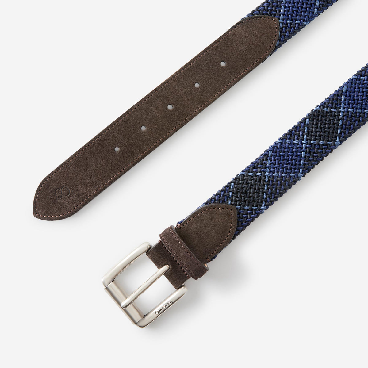 Noli Navy Check | Woven Belt | Men's Belts | Oliver Sweeney