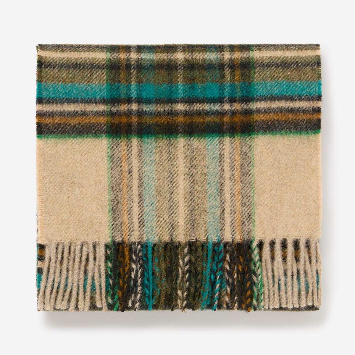 Padstow Camel/Teal | Wool Scarf | Men's Scarves | Oliver Sweeney