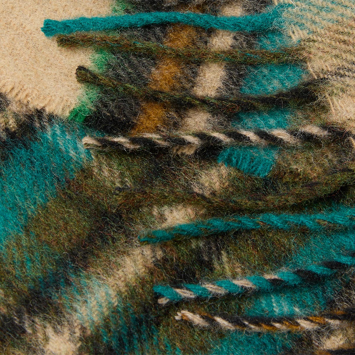 Padstow Camel/Teal | Wool Scarf | Men's Scarves | Oliver Sweeney