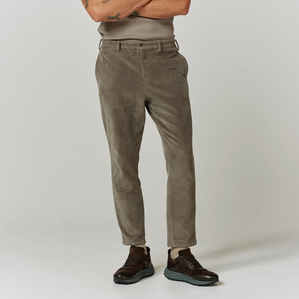 Ramada Grey Corduroy Trousers | Men's Trousers | Oliver Sweeney