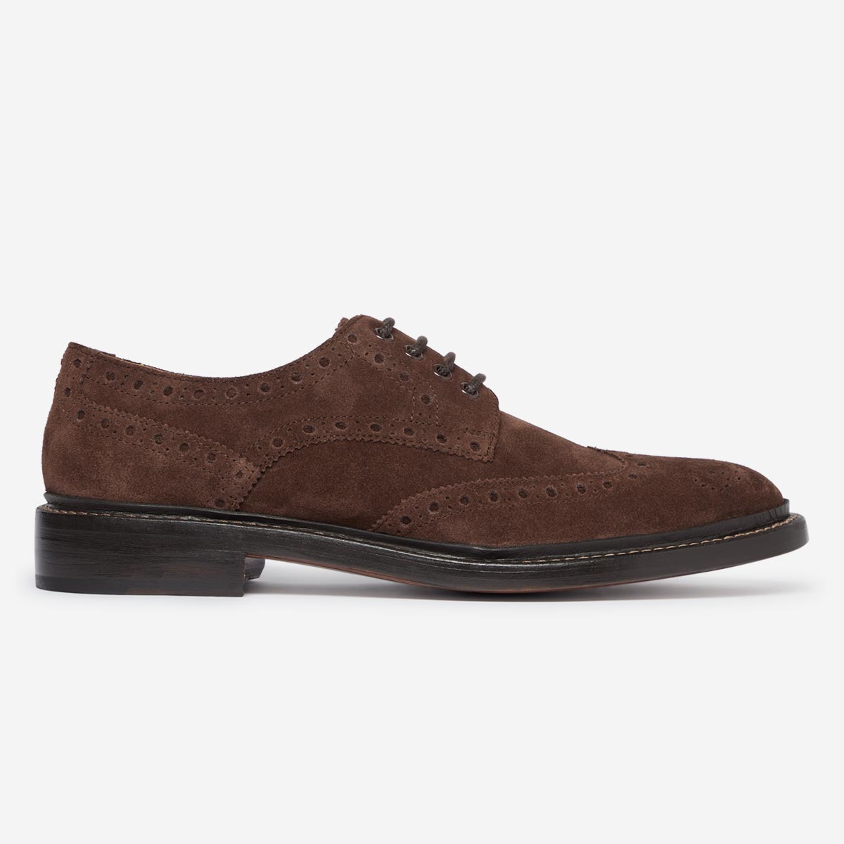 Saunders Chocolate | Suede Derby Brogues | Men's Shoes | Oliver Sweeney