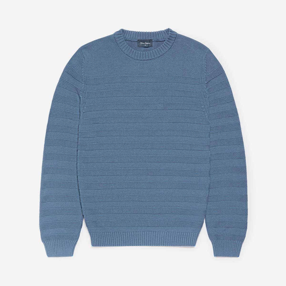 Whitworth Mid Blue Cotton Jumper | Men's Knitwear | Oliver Sweeney