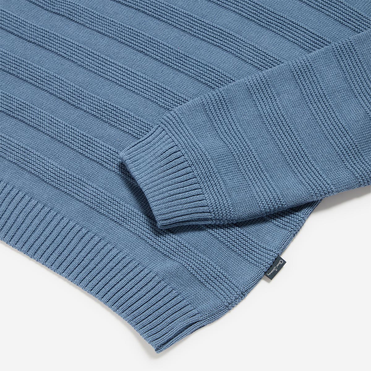 Whitworth Mid Blue Cotton Jumper | Men's Knitwear | Oliver Sweeney