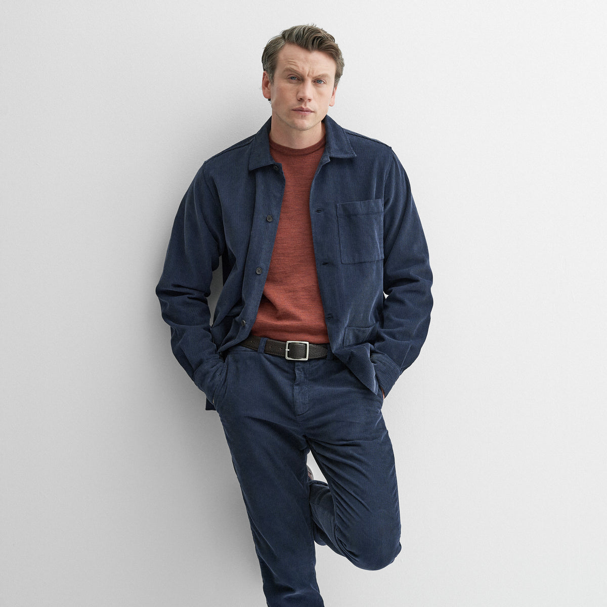 Wicklow Navy Corduroy Overshirt | Men's Shirts | Oliver Sweeney