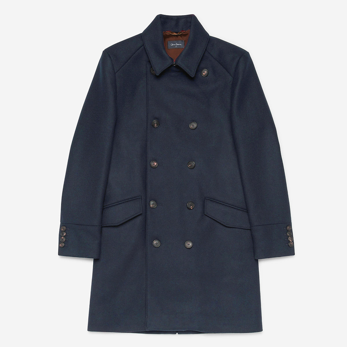 Garrison Dark Navy Wool Military Overcoat | Oliver Sweeney