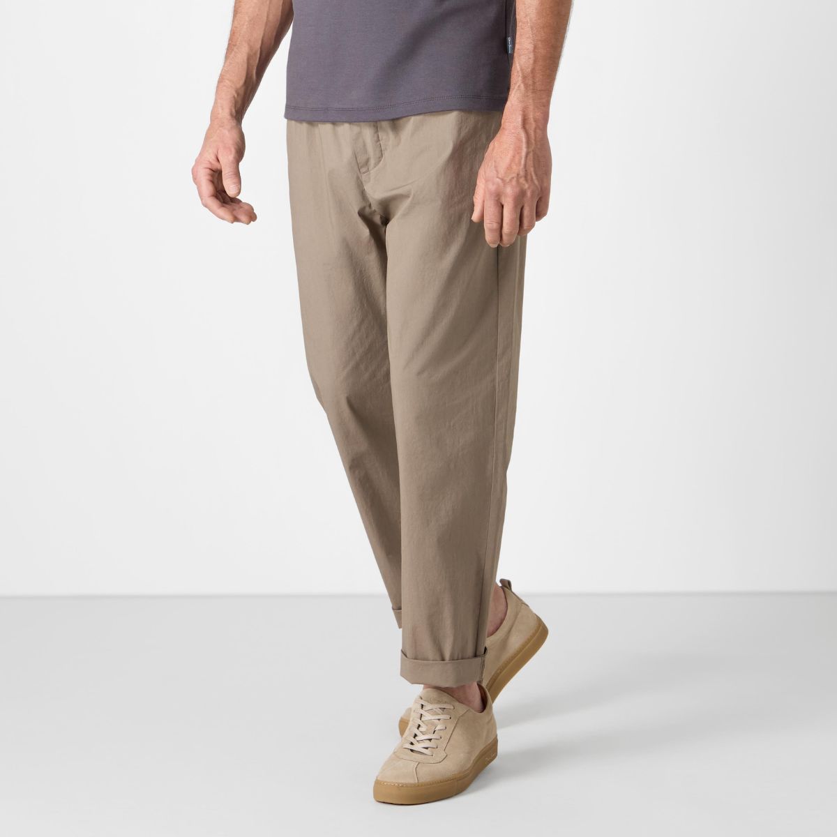 Whitton Mushroom Cotton Trousers | Men's Trousers | Oliver Sweeney