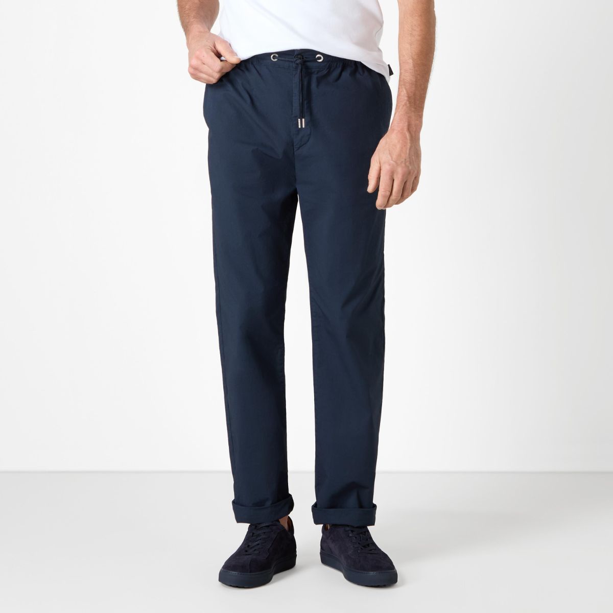 Whitton Navy Cotton Trousers | Men's Trousers | Oliver Sweeney