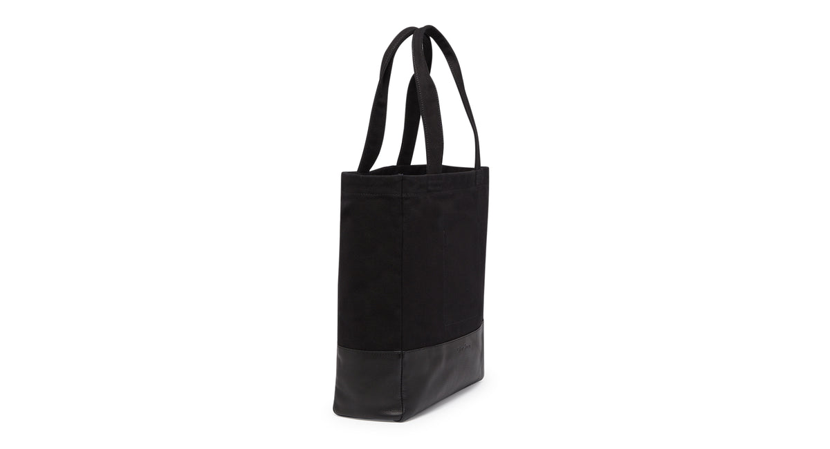 Ballig Black Canvas/Leather Tote Bag | Oliver Sweeney