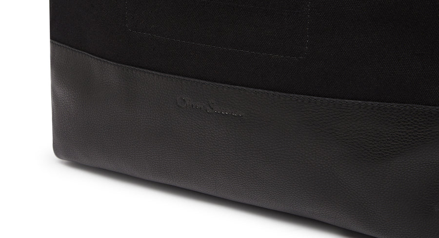 Ballig Black Canvas/Leather Tote Bag | Oliver Sweeney