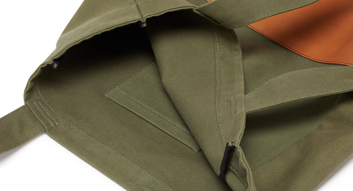 Ballig Khaki Canvas/Leather Tote Bag | Oliver Sweeney
