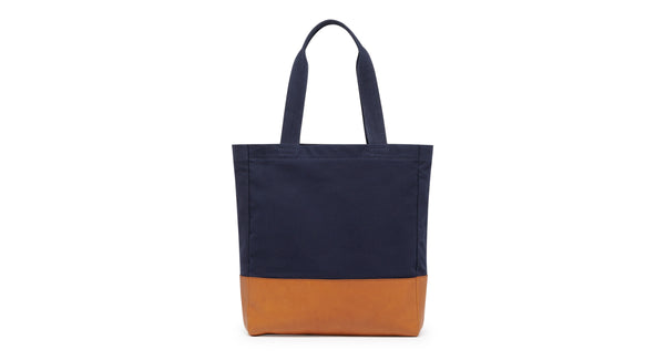 Ballig Navy Canvas/Leather Tote Bag | Oliver Sweeney