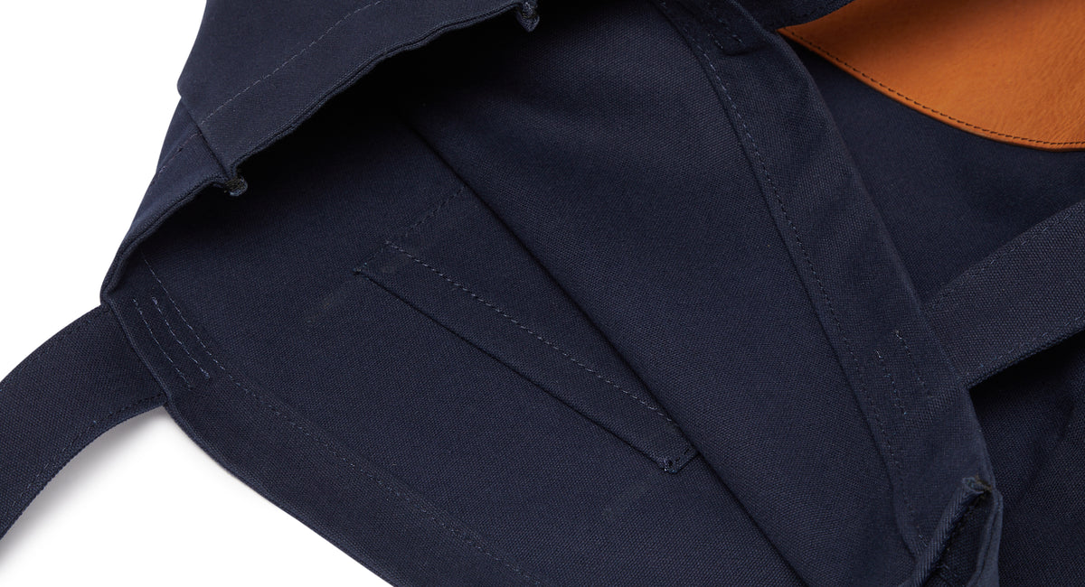 Ballig Navy Canvas/Leather Tote Bag | Oliver Sweeney