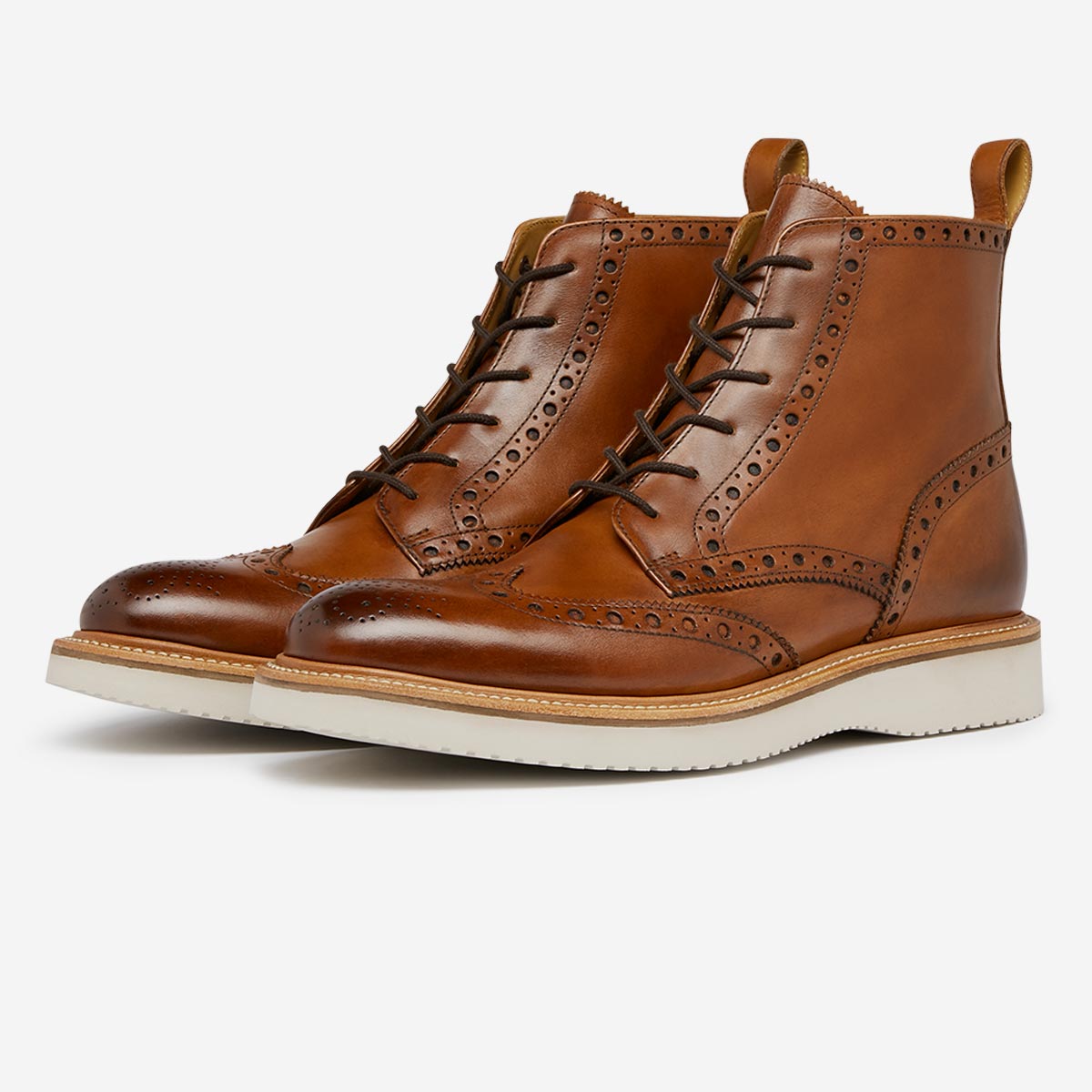 Beeston Dark Tan | Leather Brogue Boots | Men's Boots | Oliver Sweeney
