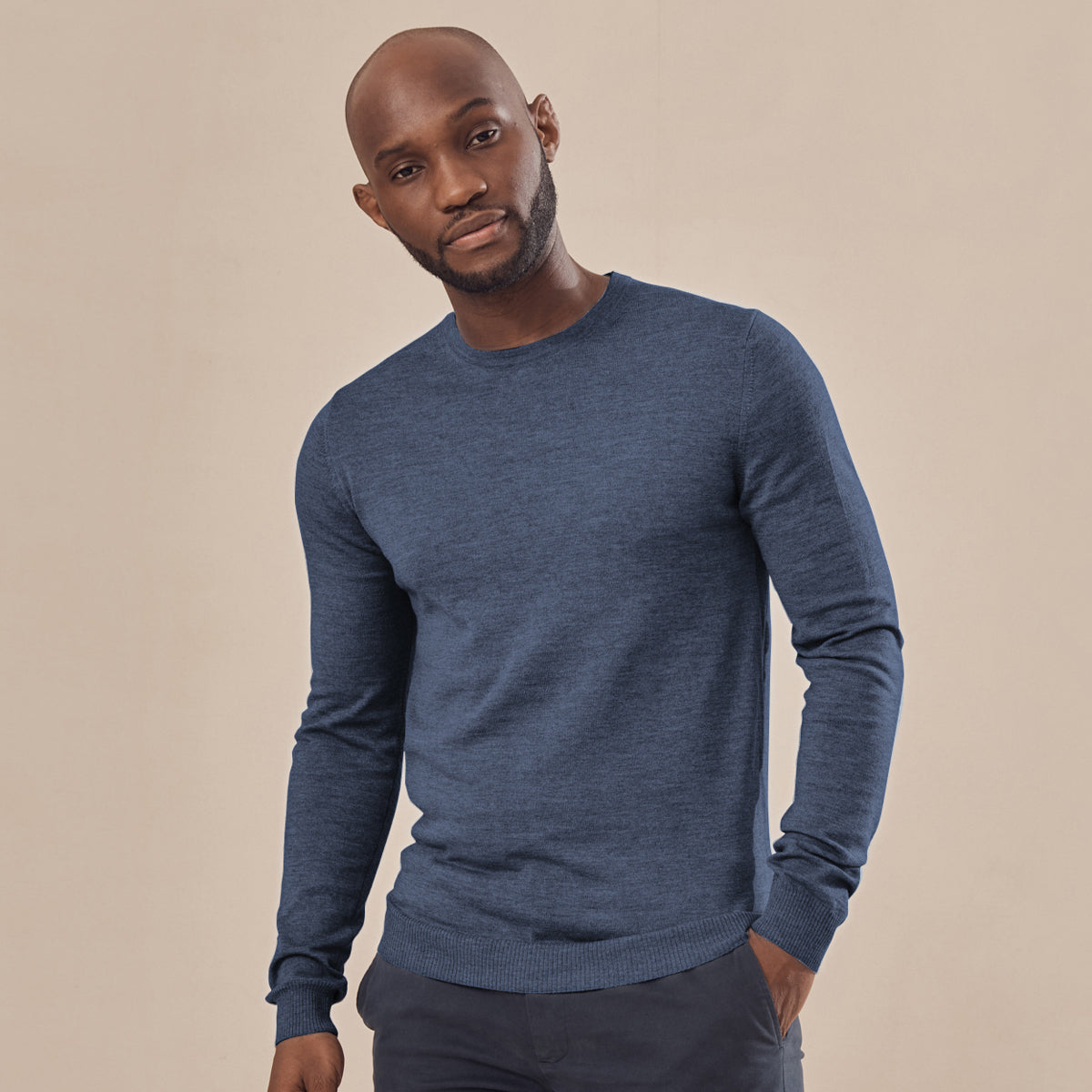 Camber Denim | Merino Wool Jumper | Men's Knitwear | Oliver Sweeney