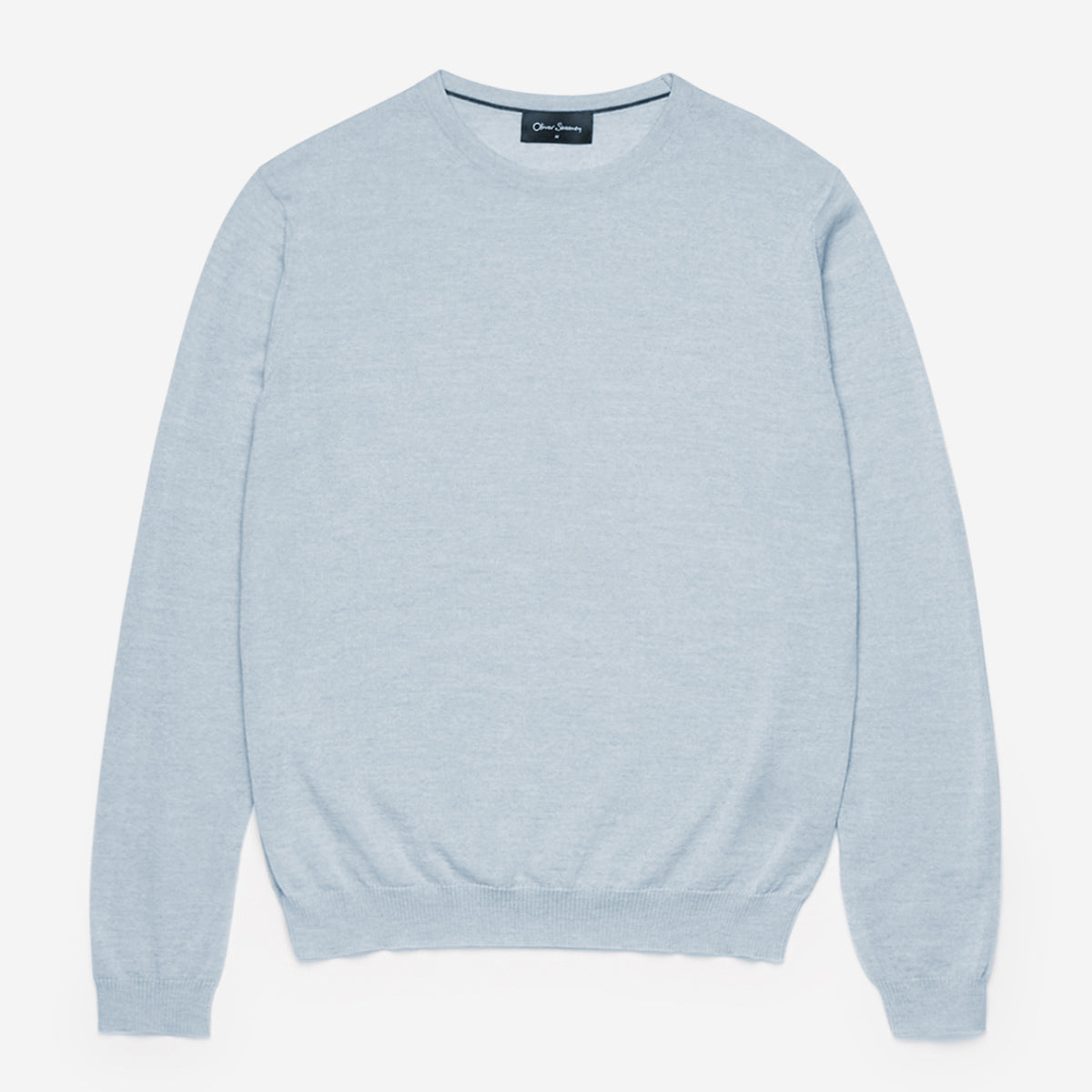 Camber Light Blue | Wool Crew Neck Jumper | Men's Knitwear | Oliver Sweeney
