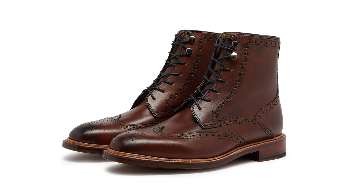 Carnforth Mahogany | Brogue Boot | Men's Boots | Oliver Sweeney