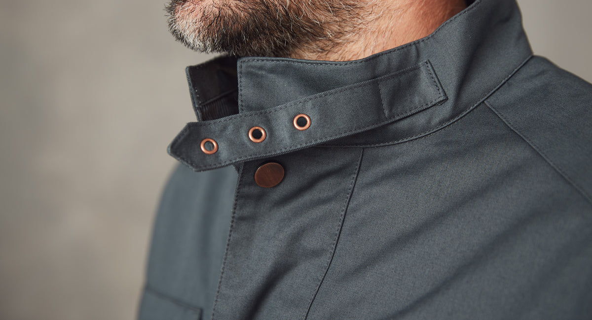 Edwinstowe Slate Showerproof Cotton Field Jacket | Oliver Sweeney