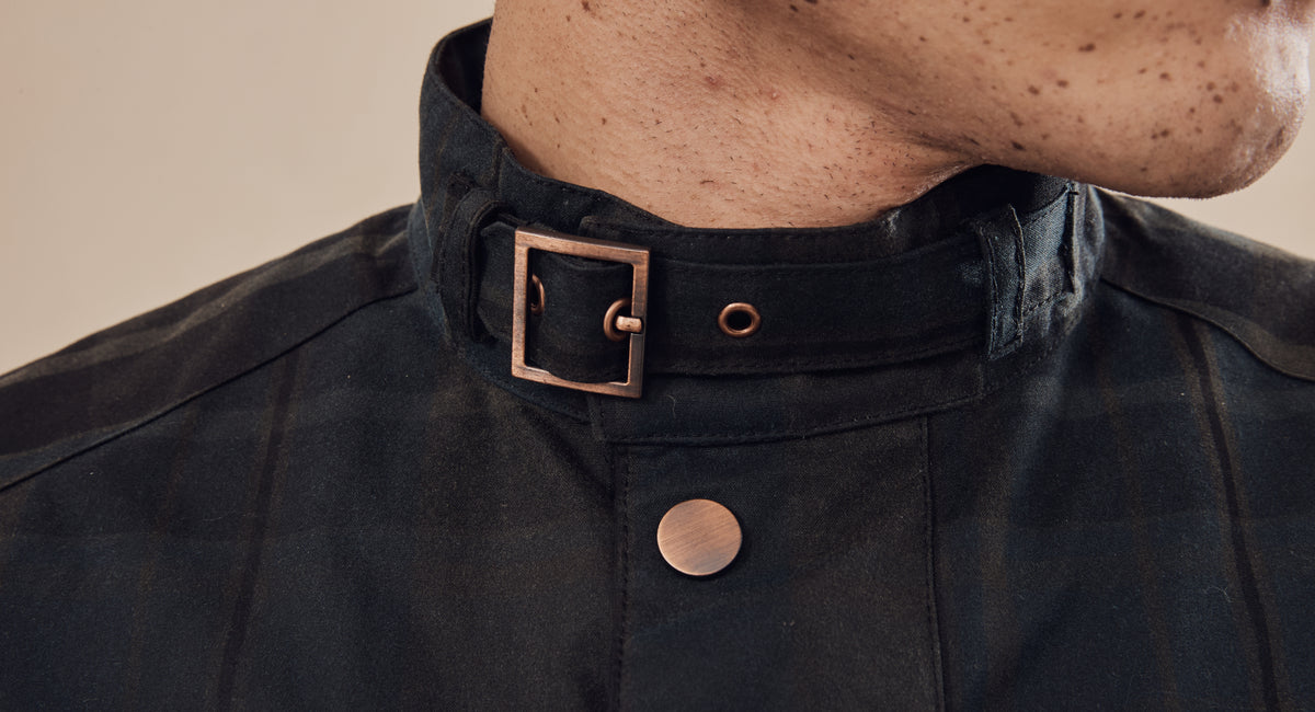 Edwinstowe Green Check | Men's Waxed Cotton Jacket | Oliver Sweeney