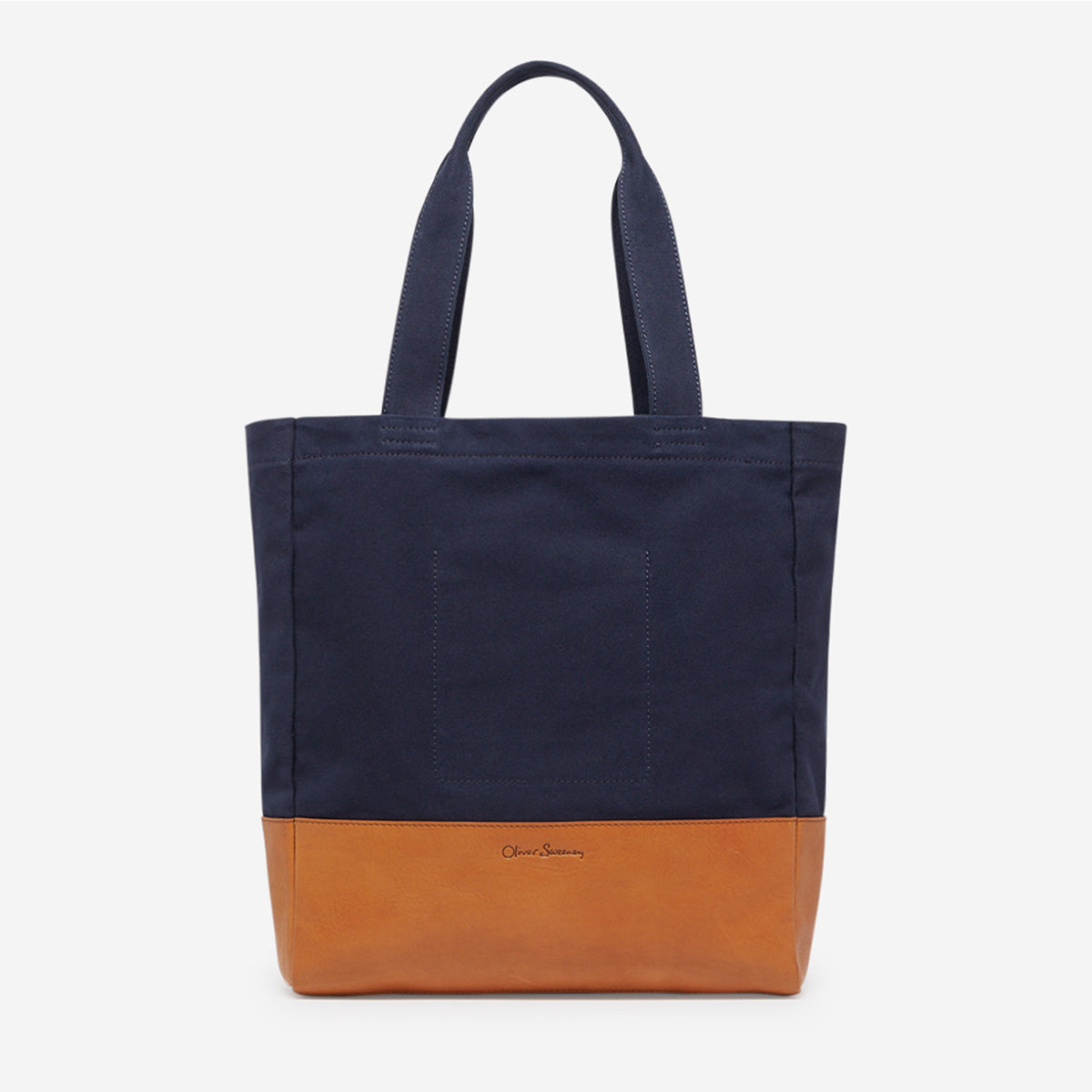 Ballig Navy Canvas/Leather Tote Bag | Oliver Sweeney